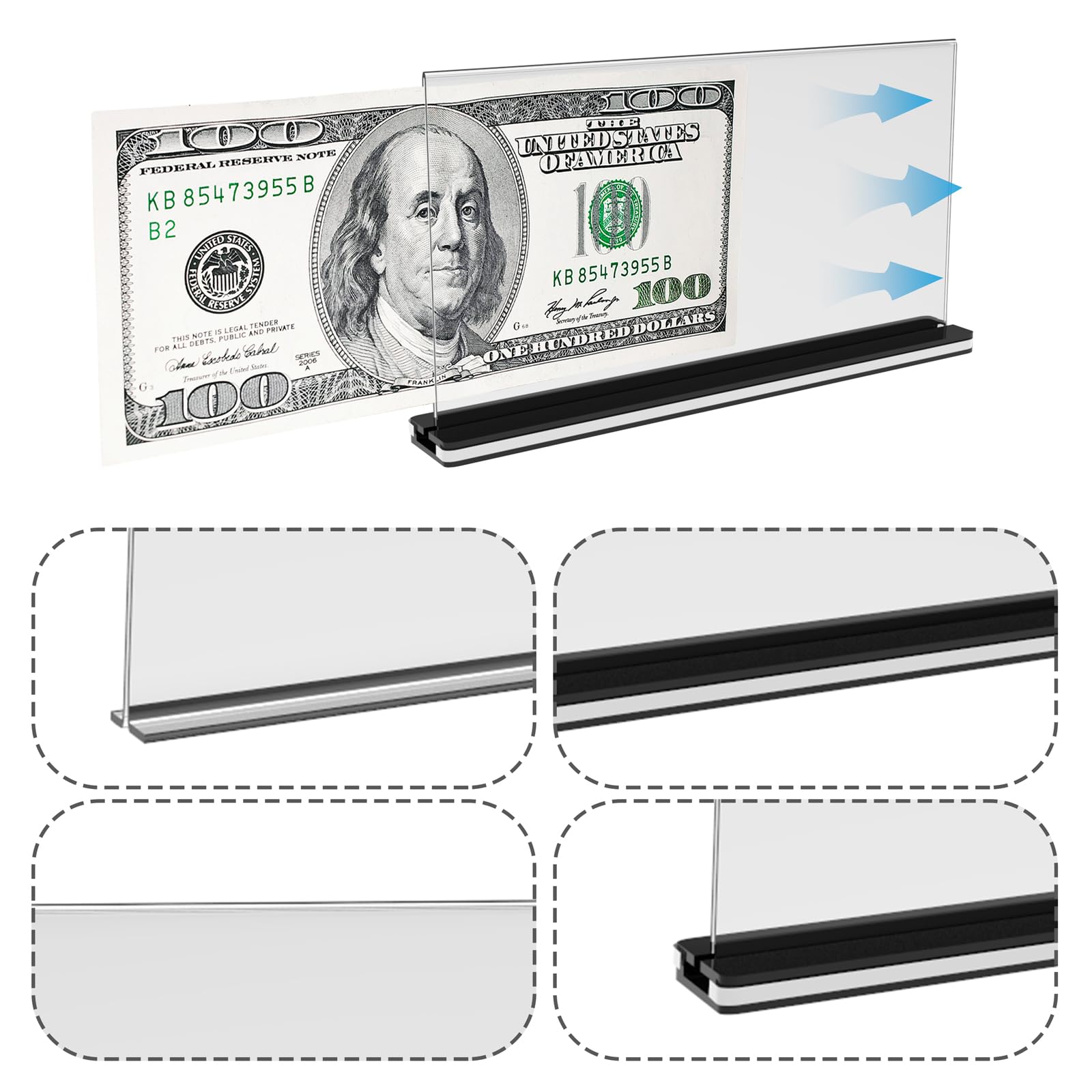 Snapklik.com : 2 Pack Dollar Bill Holder Acrylic Dollar Bill Frame ...