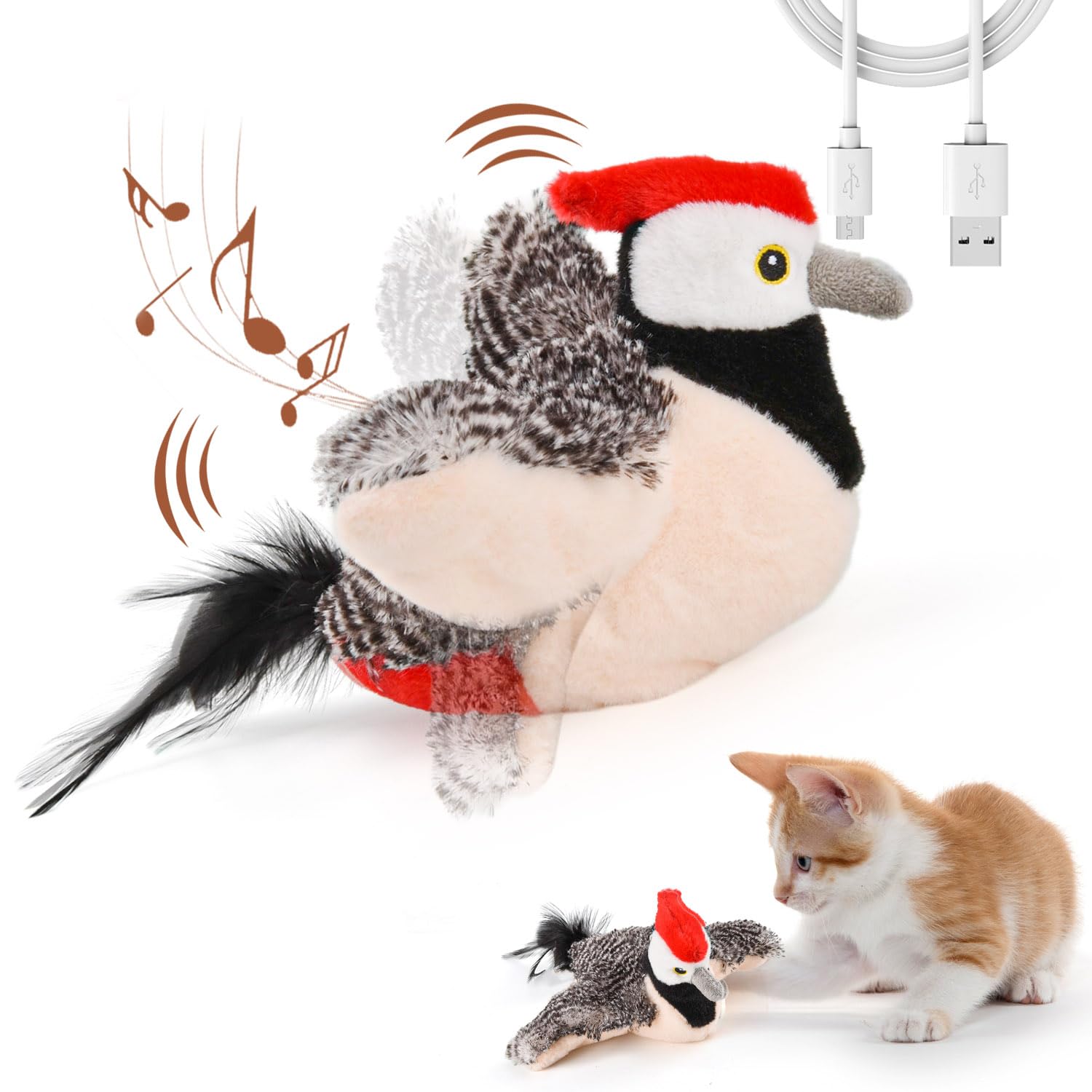 LIFLIX Interactive Cat Toys, Rechargeable Chirping Flapping Bird(no ...