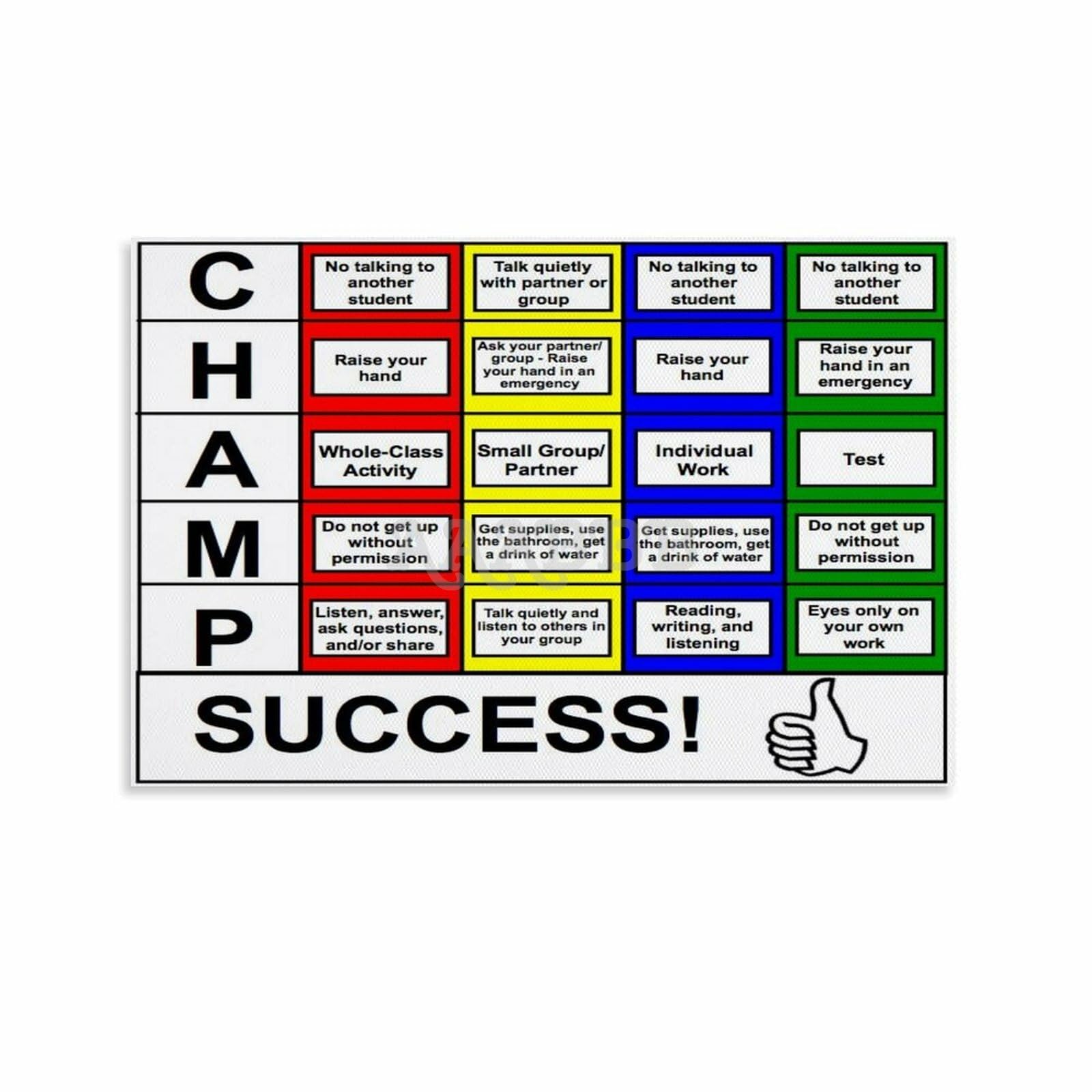 Amazon.com: MJFHERQ Champs Classroom Management Poster Canvas Painting ...