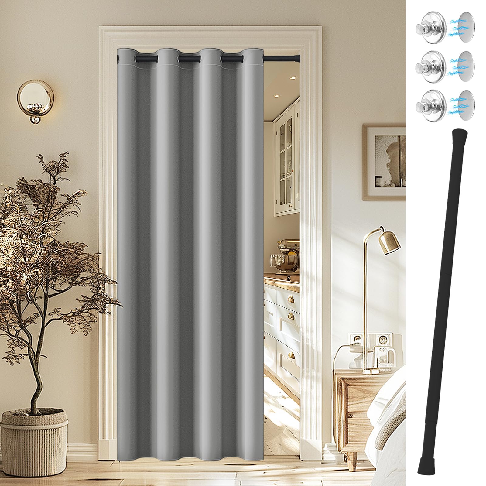 Amazon.com: Vatge Blackout Doorway Curtain for Privacy, Magnetic Closet ...