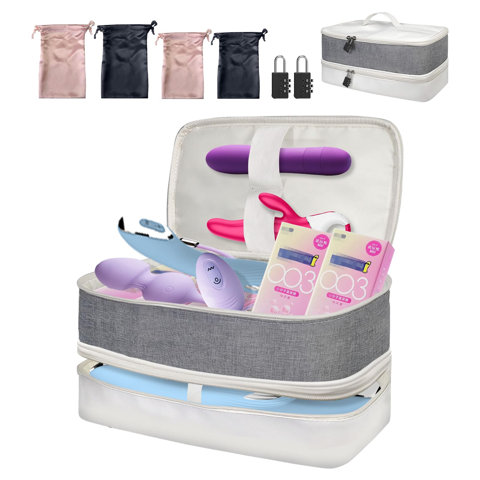 Amazon.com: Turesmith Sex Toy Storage Locking Bag 14" 2 Tier Portable ...