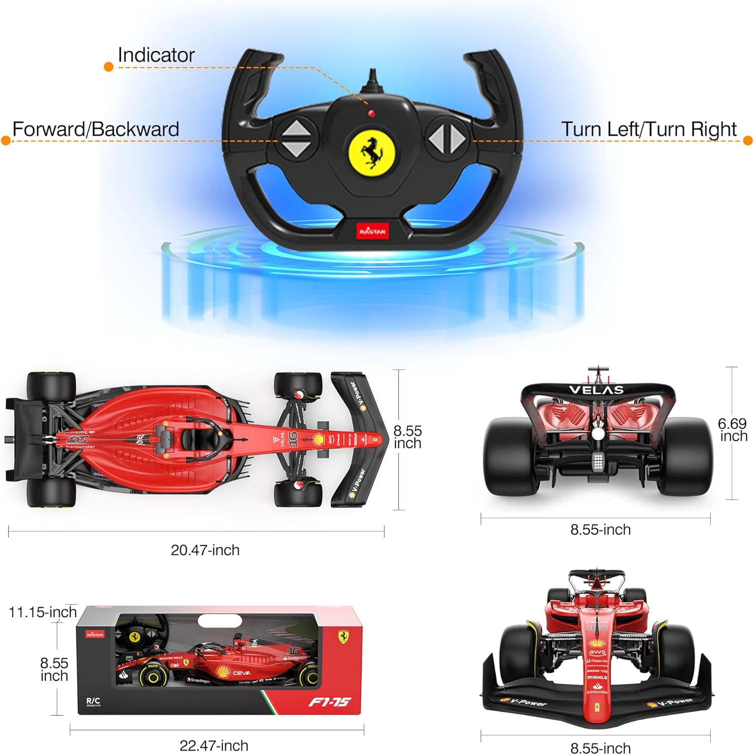 F1 Remote Control Car 1:12 Scale Large Size F1 RC Car Officially ...