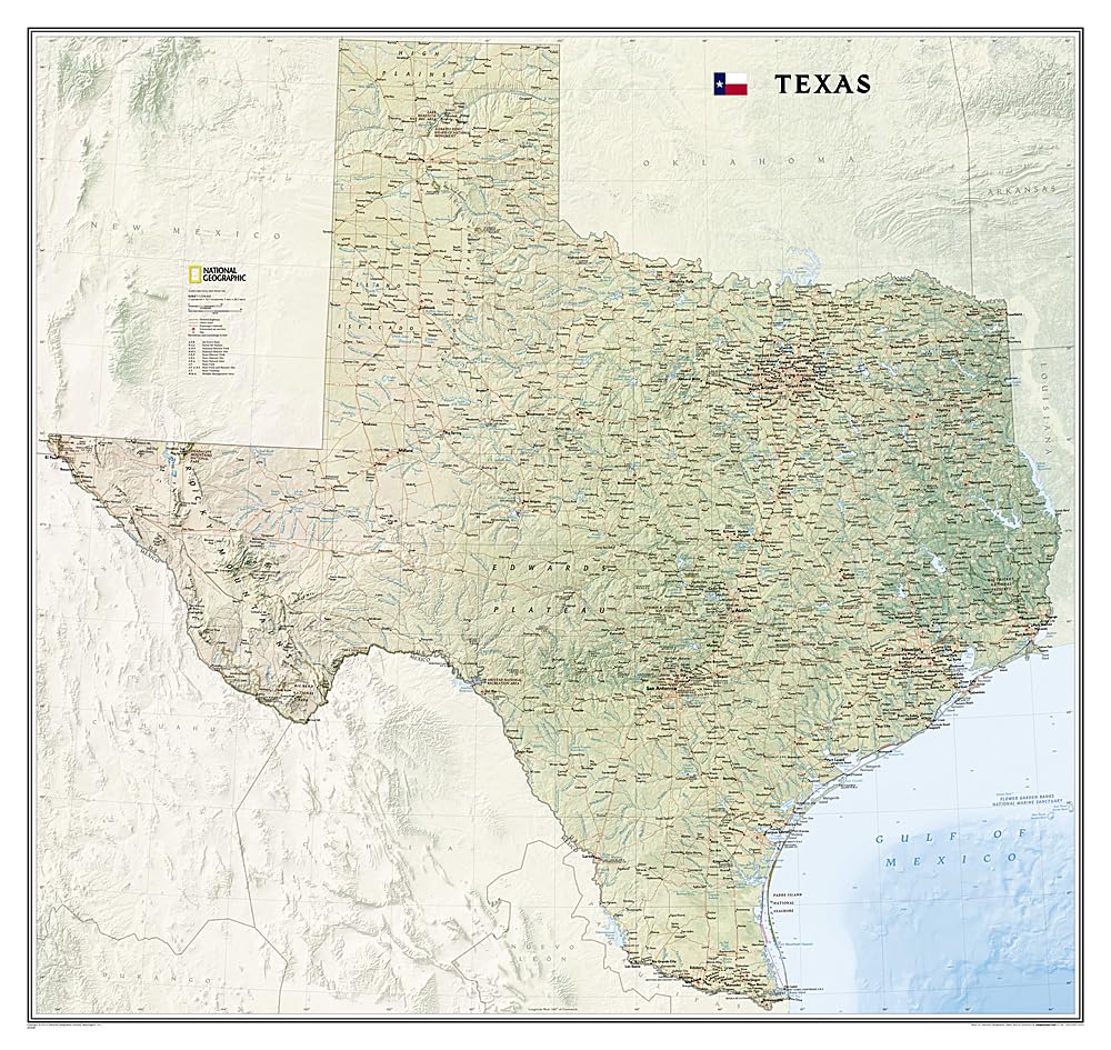National Geographic Texas Wall Map - Laminated (40.75 x 38.5 in ...
