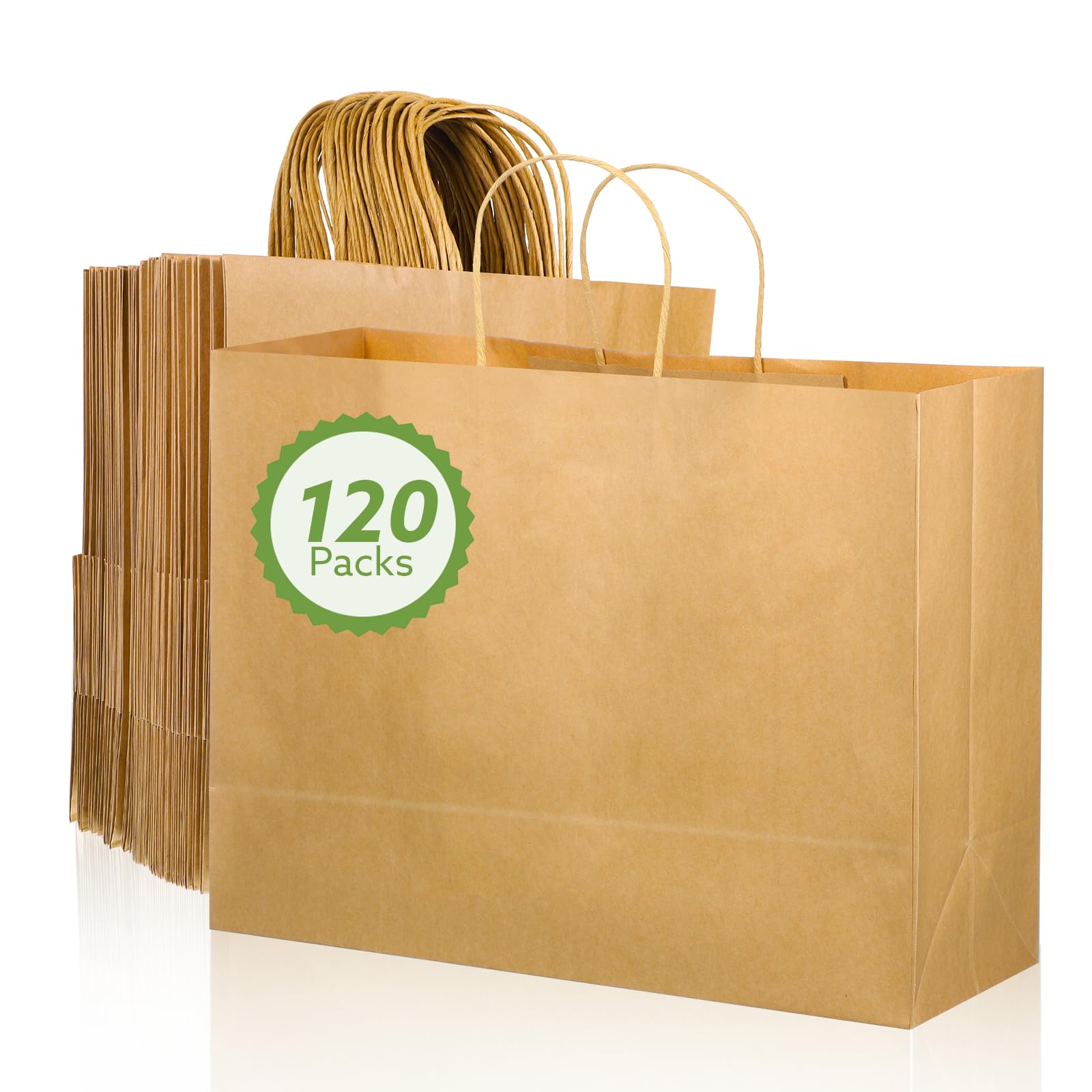 Amazon.com: woric 120 PCS Brown Paper Bags with Handles 16 x 6 x 12 ...