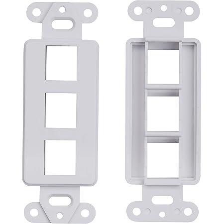 Amazon.com: 3 Port Decora Wall Plate Keystone Insert, 3 Gang Jack White ...