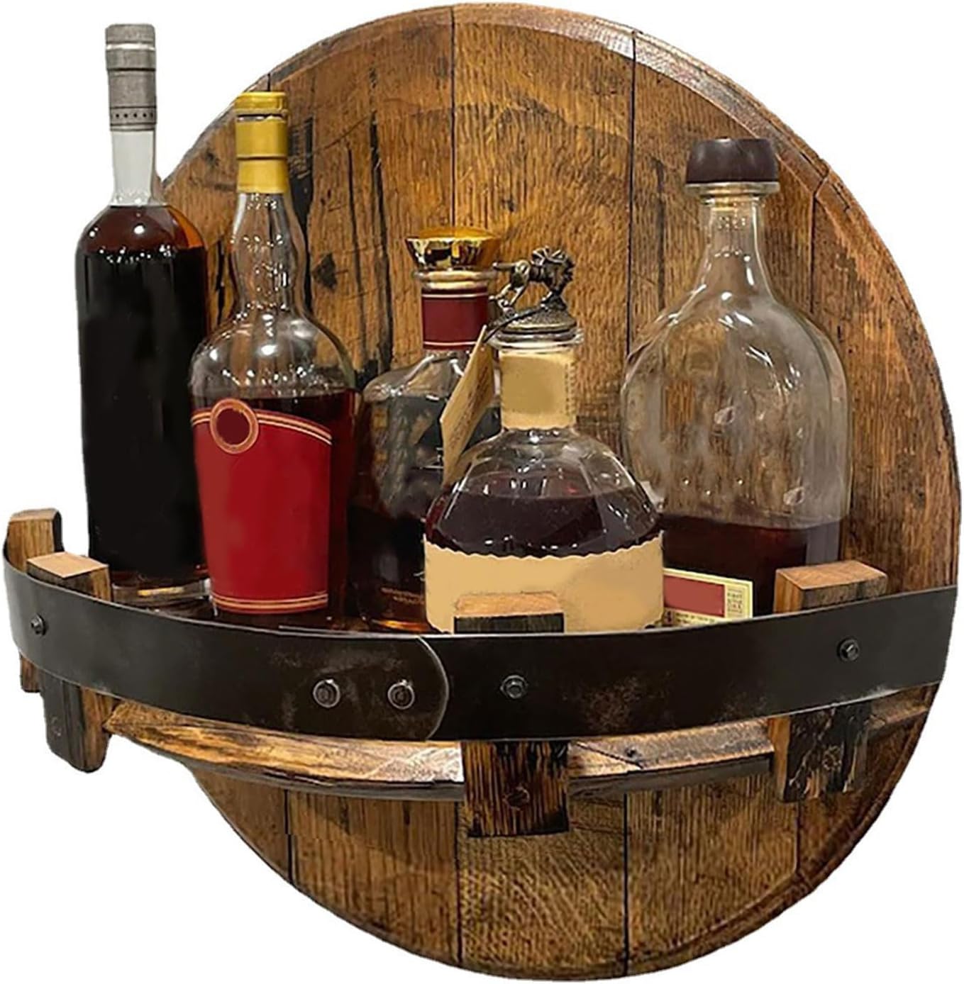 Amazon.com: DJHVJS Bourbon Whiskey Barrel Shelf, Wooden Floating Hand ...