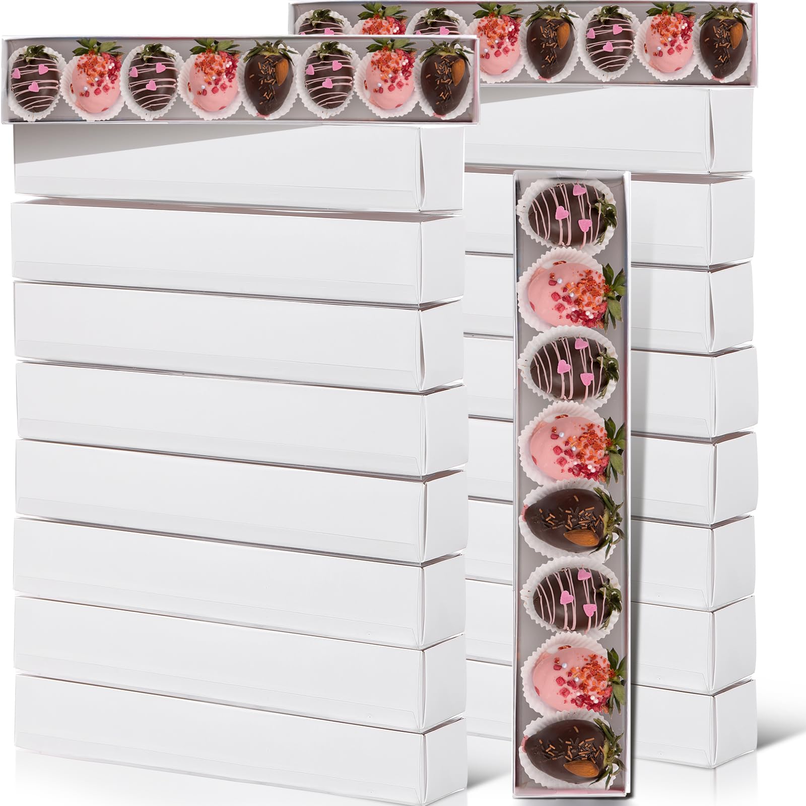 Rtteri 70 Pack 12x2.2x2 Inch Clear Chocolate Covered Strawberries Boxes ...