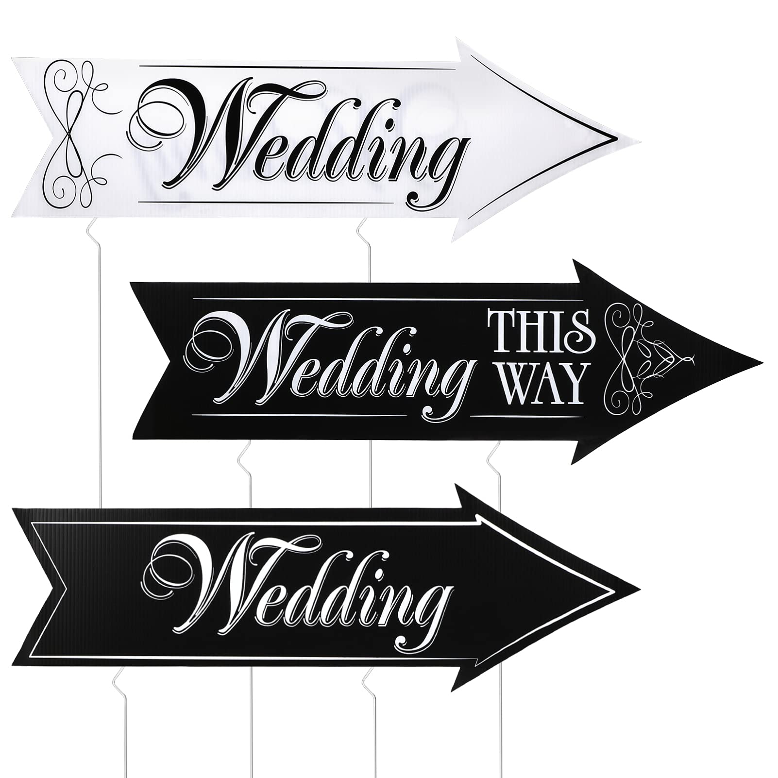 Amazon.com: Amosfun 3 Sets Wedding Yard Signs Wedding Directional Signs ...