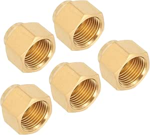 Amazon.com: PATIKIL Brass Flare Cap, 5pcs 1/2" Tube OD SAE 3/4-16UNF 45 ...