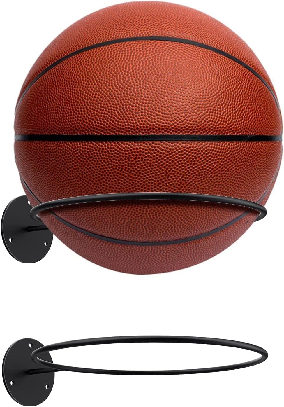 Grizef 2 Pack Ball Storage Rack Black Ball Holder Wall Mount Basketball ...