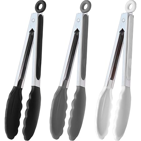 Amazon.com: HINMAY 9-Inch Kitchen Cooking Tongs with Silicone Tips, Set ...