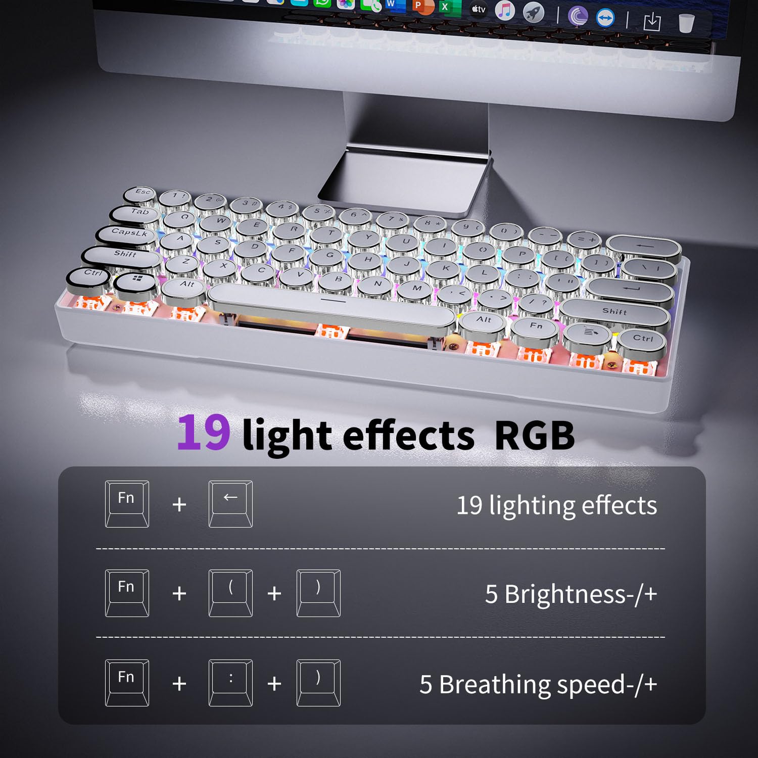 Snapklik.com : EWEADN G61 Typewriter Keyboard Wireless Mechanical ...