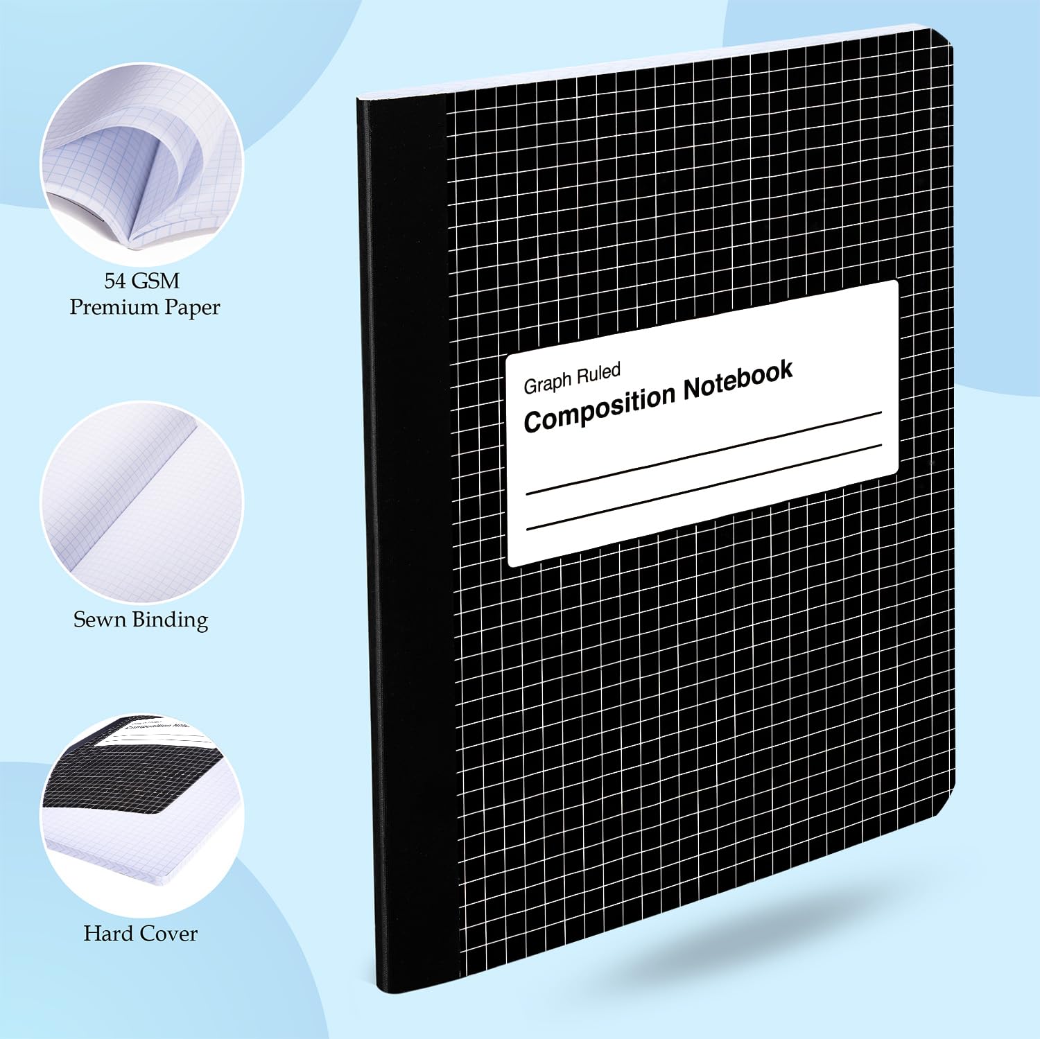 Snapklik.com : Graph Ruled Composition Notebooks 6 Pack, 9.75 X 7.5 In ...