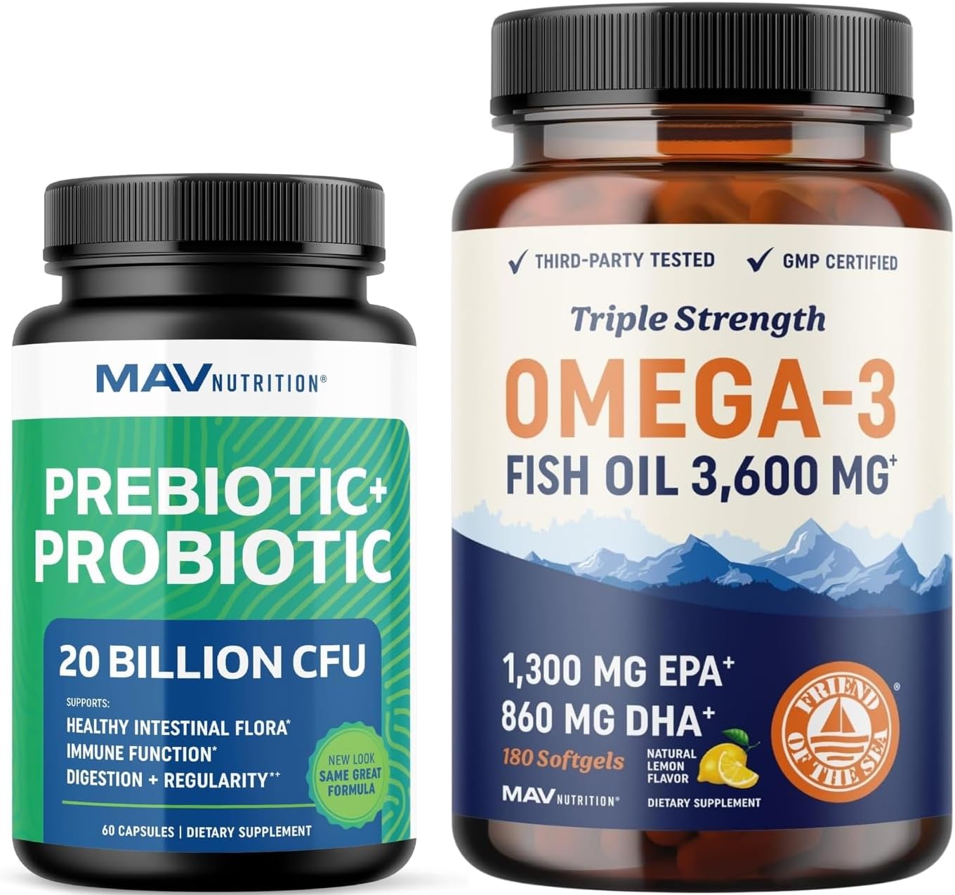 Amazon.com: Omega 3 Fish Oil and Probiotic Capsules | Triple Strength ...
