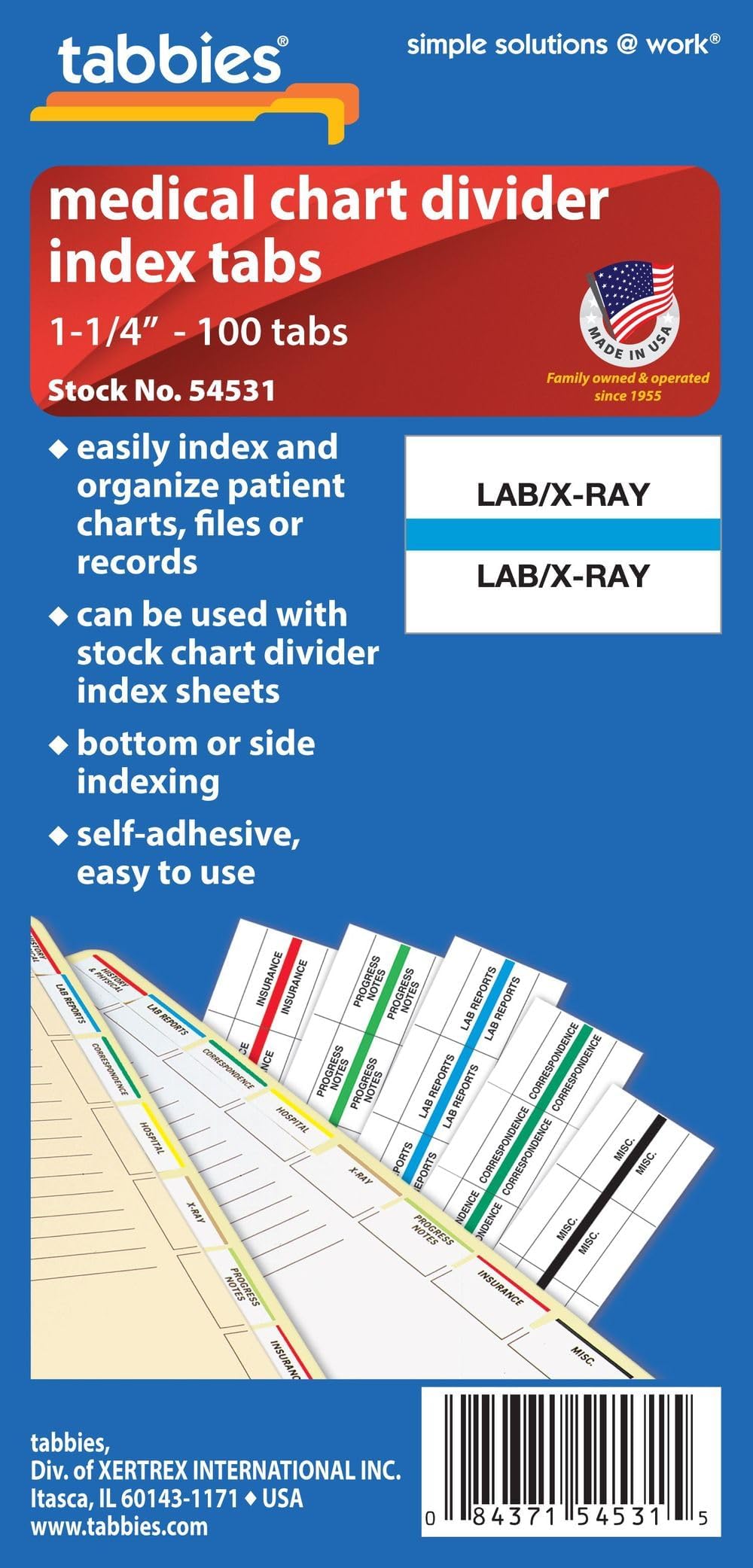 Amazon.com : Tabbies Medical Patient Chart Index Tabs, LAB" 1-1/2"W x 1 ...