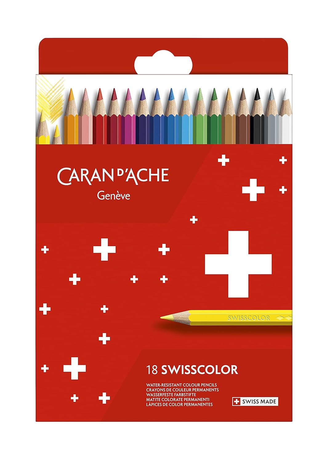 Caran D'Ache Swisscolor 18 Shades Waterproof Colouring Pencils : Amazon ...