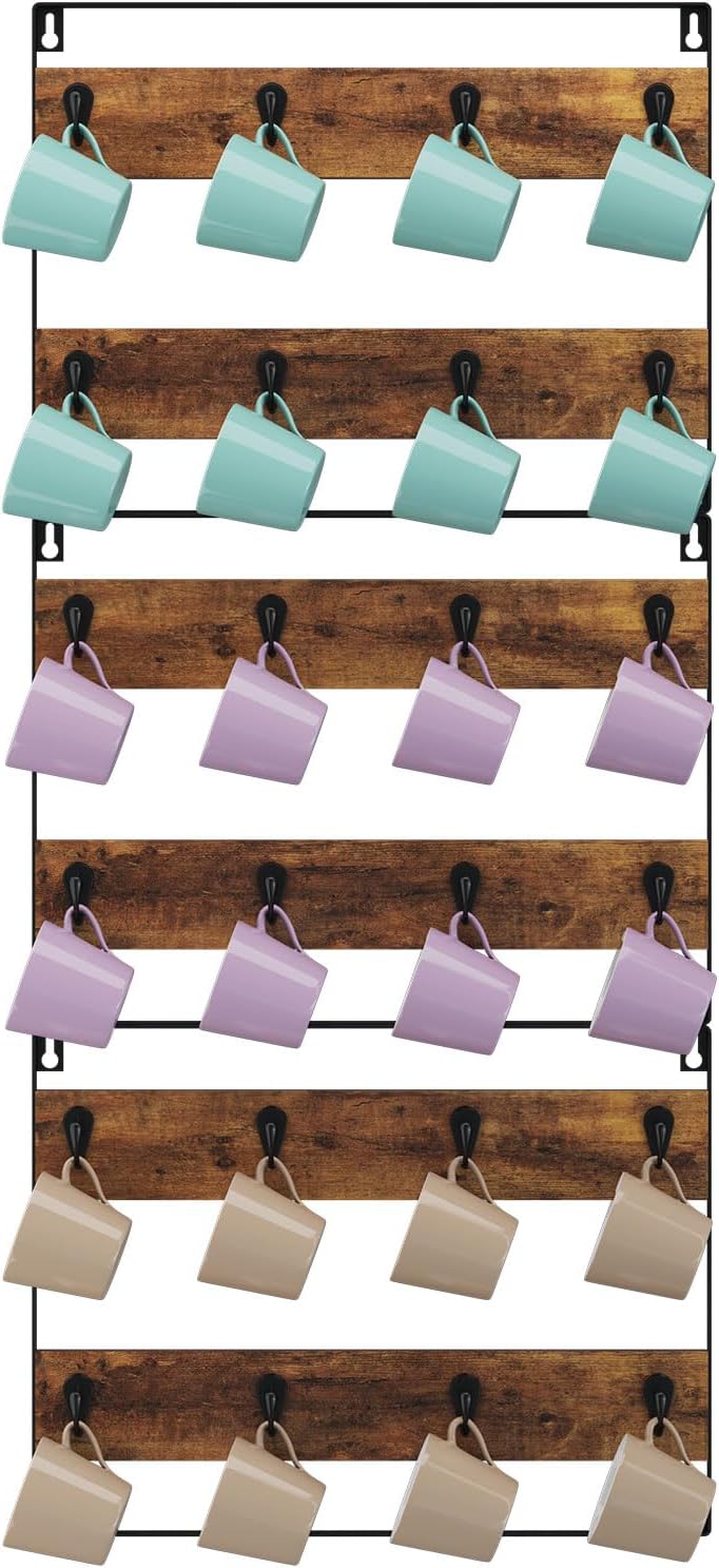 Amazon.com: IBUYKE Mug Racks for Wall,Set of 3, 24-Hook Large Mug Rack ...