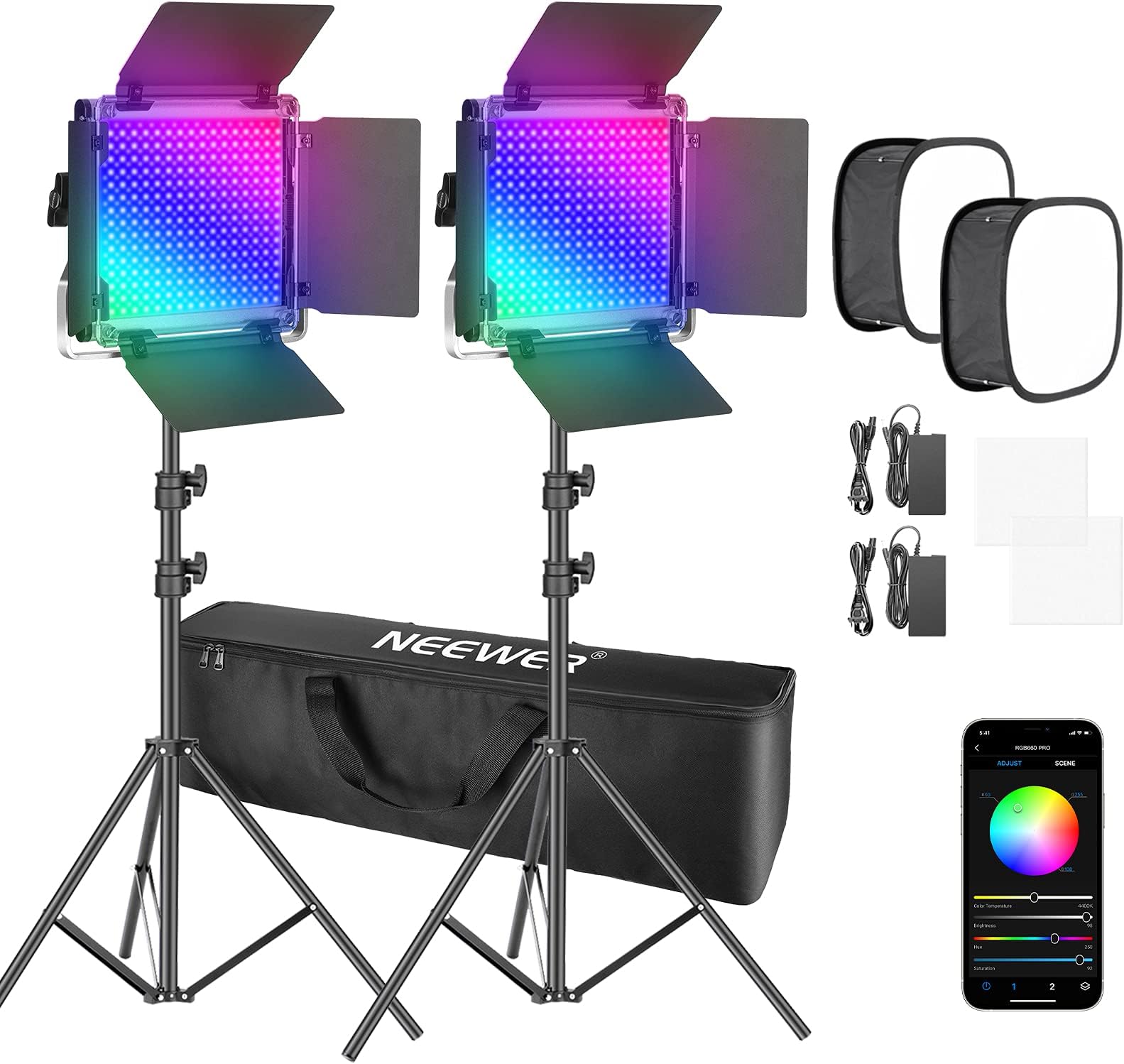 Amazon.com : Godox ML100Bi 120W LED Video Light, 2800K-6500K Bi-Color ...