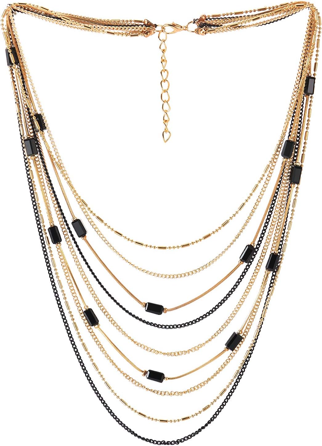 Amazon.com: COOLSTEELANDBEYOND 18K Gold-Plated Black Prom Choker Collar ...