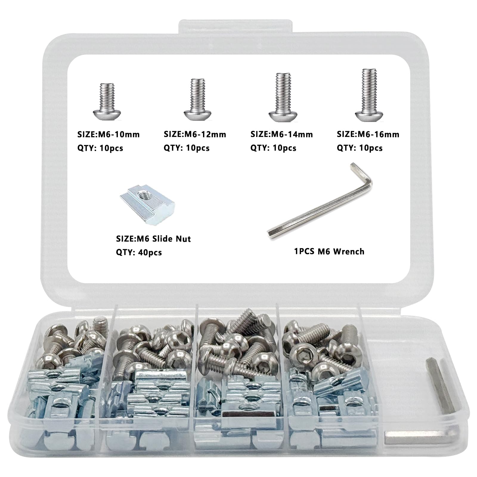 80Pcs 1010 Aluminum Extrusion Hardware Accessories, M6 T Nuts scerws ...