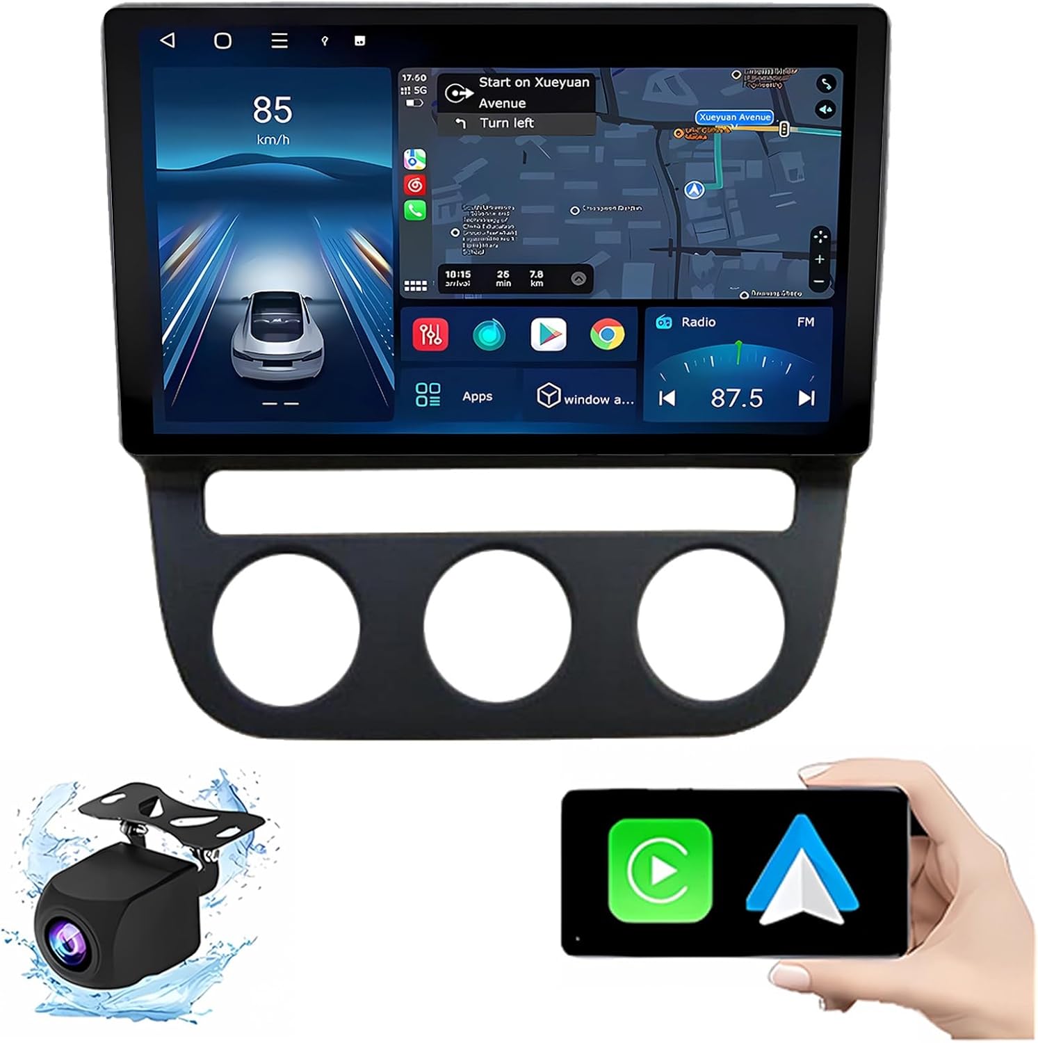 ZCLMSM Double din android 14 car stereo 9 inch Touchscreen Car ...