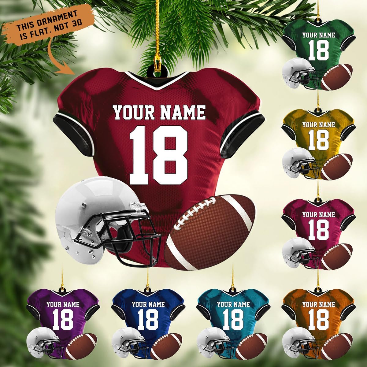 Amazon.com: Artparel Personalized Football Ornament Customized Football ...