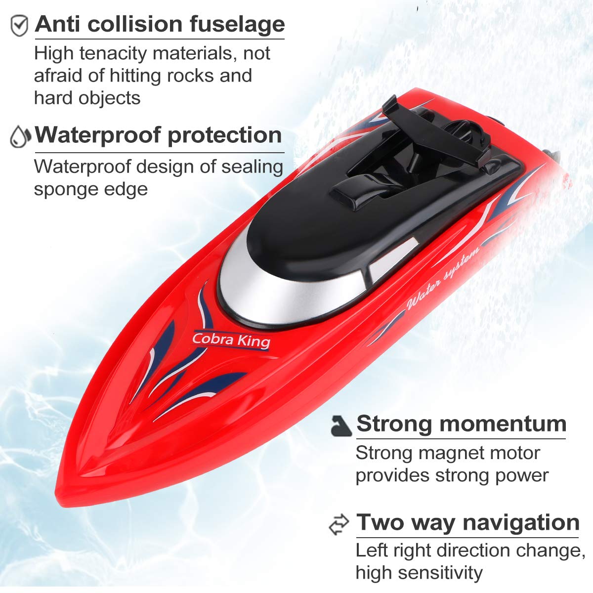 Buy 2 in 1 Remote Control Boat 2.4GHz Electric Racing Boat RC Speedboat ...