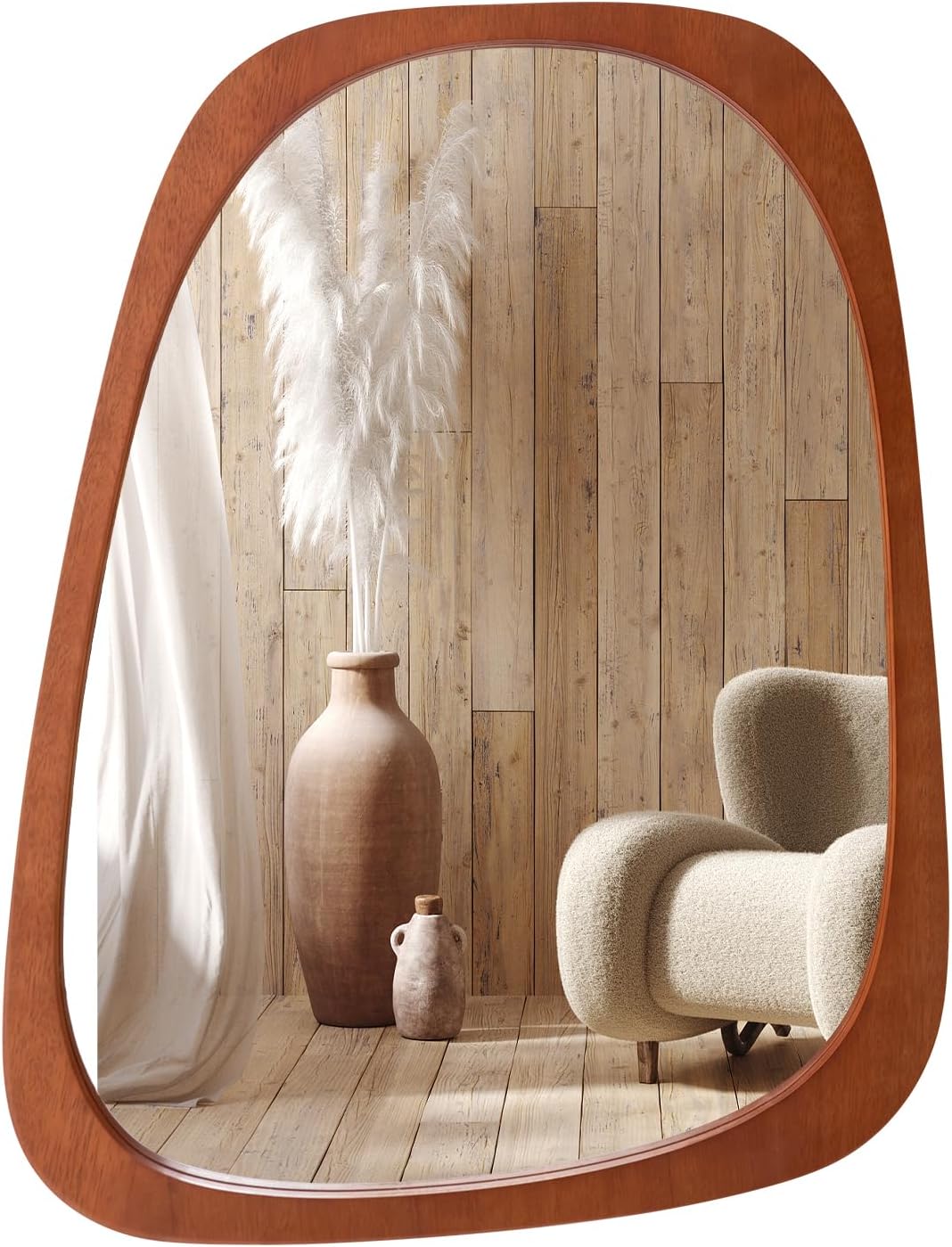 Amazon.com: Tangkula Asymmetrical Wood Mirror, 27" x 20" Irregular Wall ...