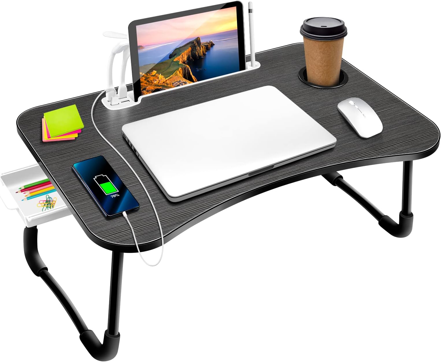 Amazon.com: Highger Lap desks for Laptop and Writing with Light and Fan ...
