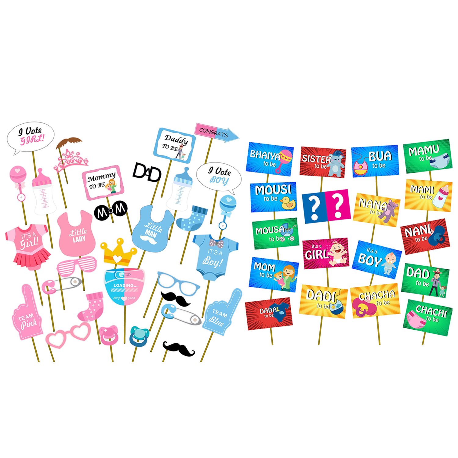 Party Propz Baby Shower Props for Family - Set of 49 Pcs Baby Shower ...