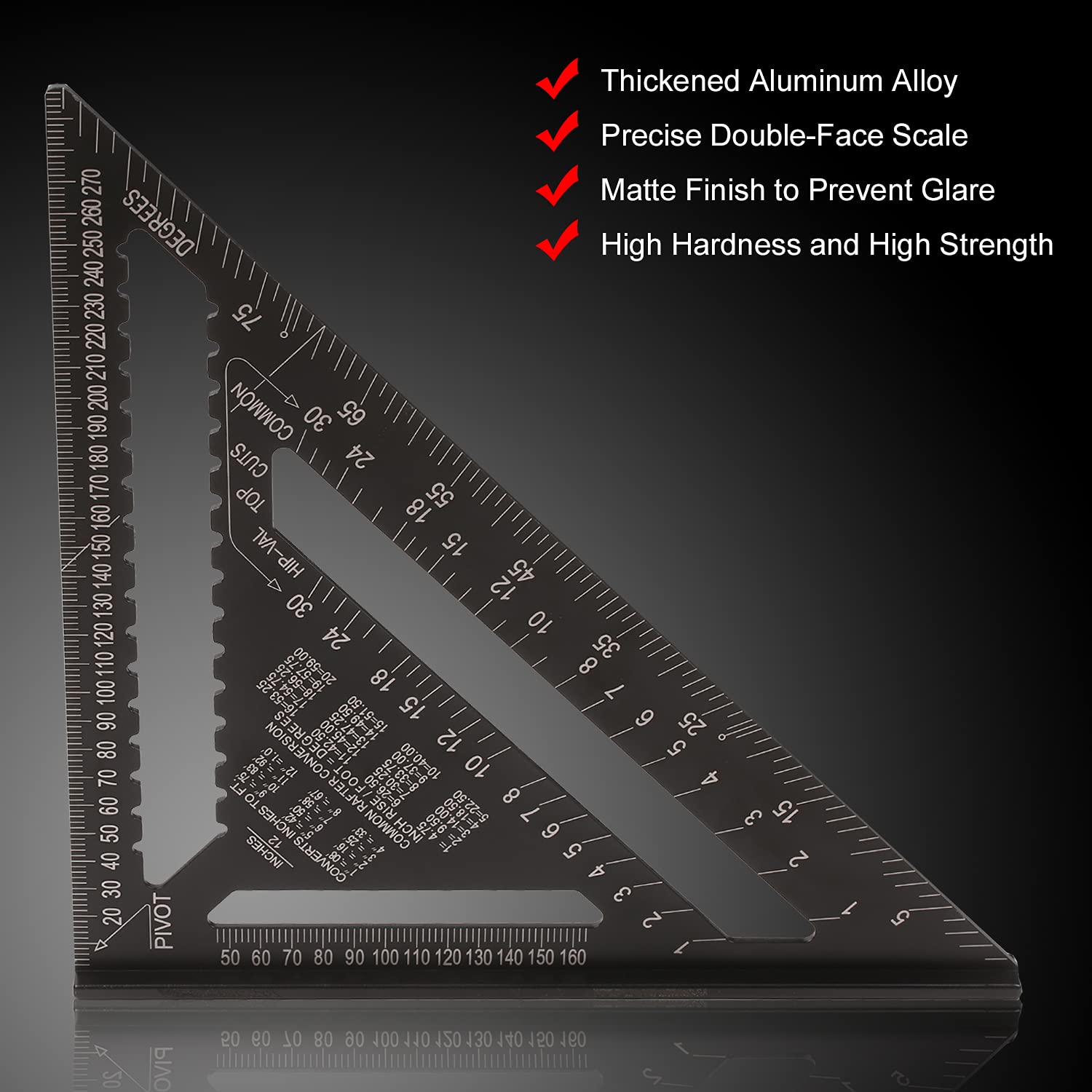 GoolRC 12 Inch Rafter Square Aluminum Alloy Metric Triangle Ruler ...