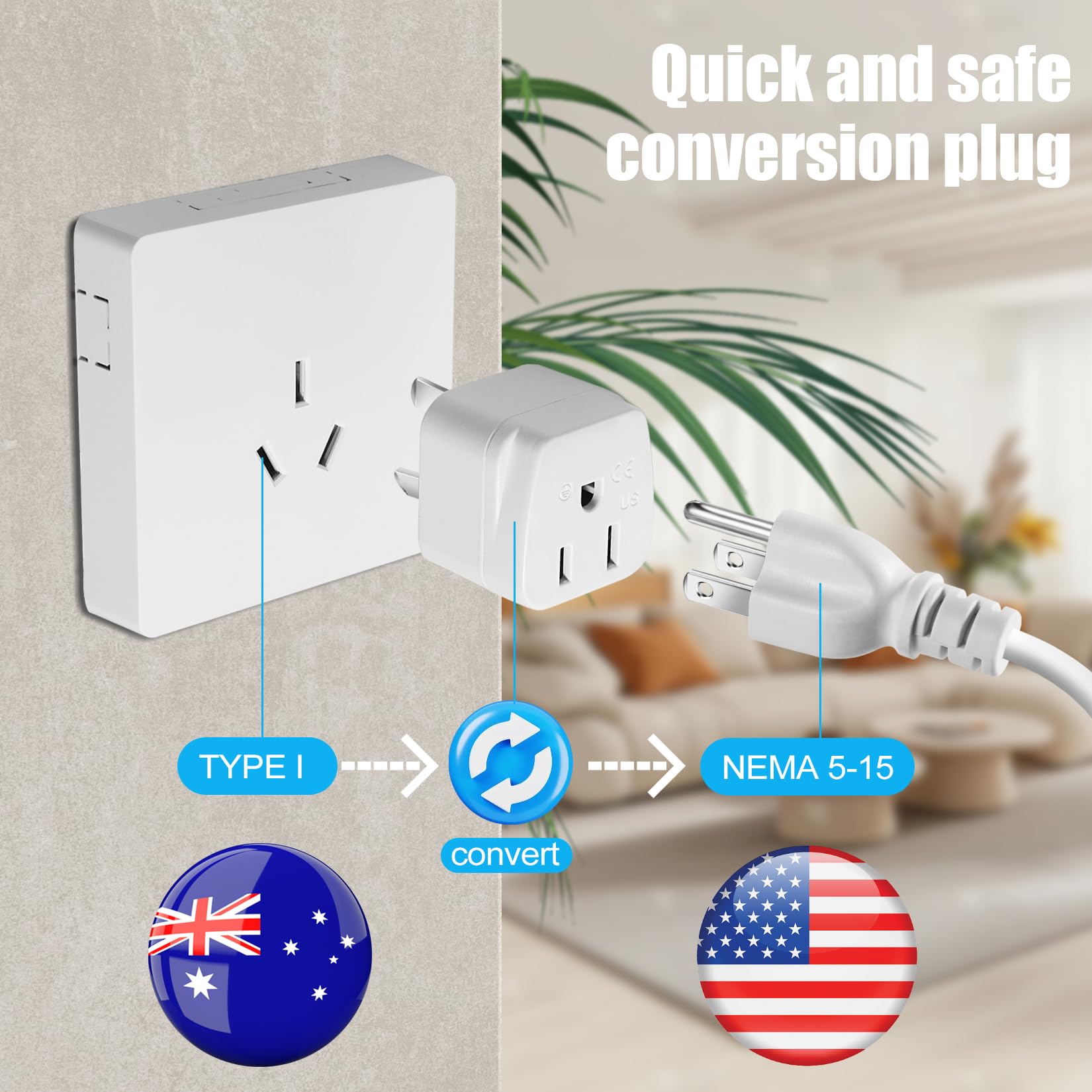 Snapklik.com : 2 Pack US To Argentina Australia China Travel Plug ...