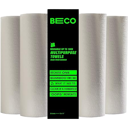 Beco Bamboo Reusable Kitchen Towels, 80 sheets, 100% Natural and ...
