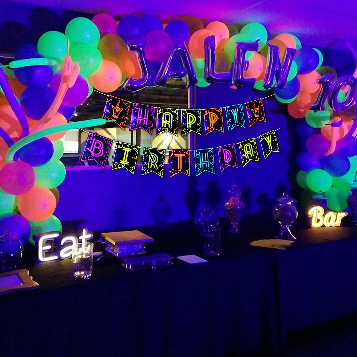 Snapklik.com : Glow Happy Birthday Banner, Prestrung Neon Sign Let Glow ...