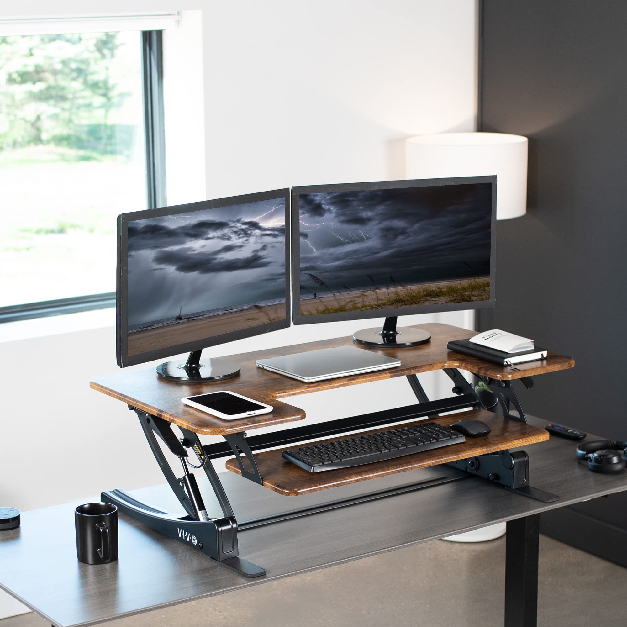 Snapklik.com : 42 Inch Height Adjustable Stand Up Desk Converter, V ...