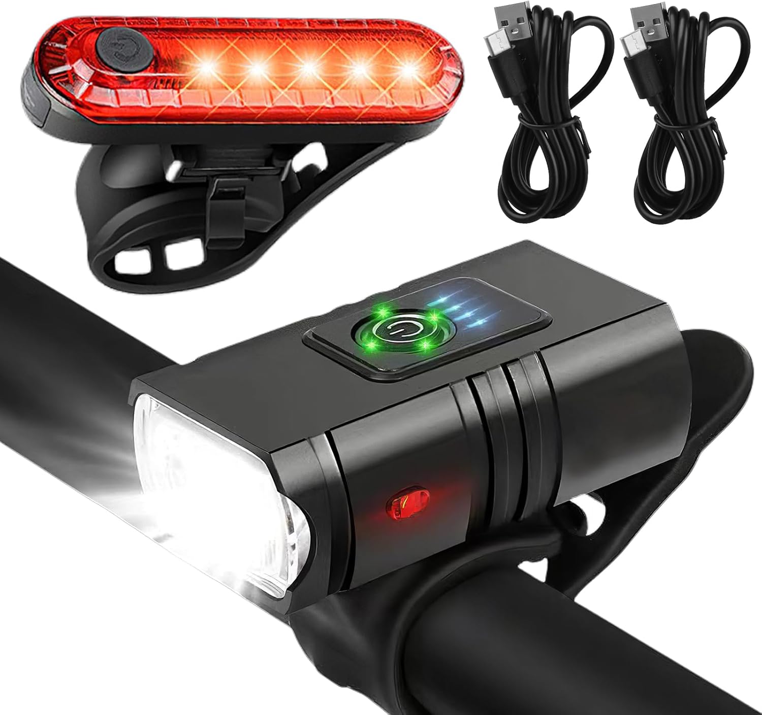Bike Lights Front and Back Rechargeable: Rhitchy 6 Modes Bicycle Lights Front and Rear IPX5 ...
