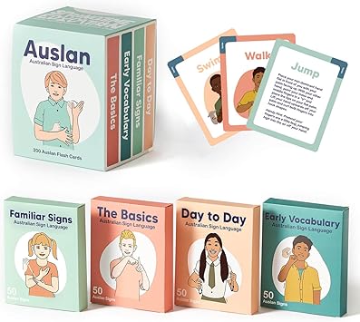 Auslan Sign Language 200 Flash Cards - Learn Australian Sign Language ...