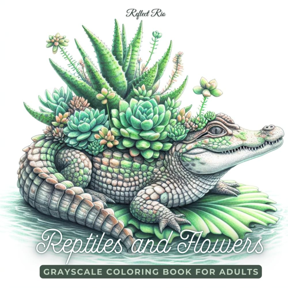 Reptiles and Flowers Coloring Book: Unique Reptiles and Frogs with ...