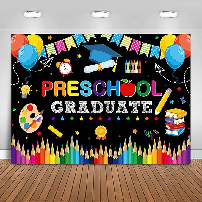 Amazon.com : Fitumiw Preschool Graduate Backdrop for Kids 7x5ft ...