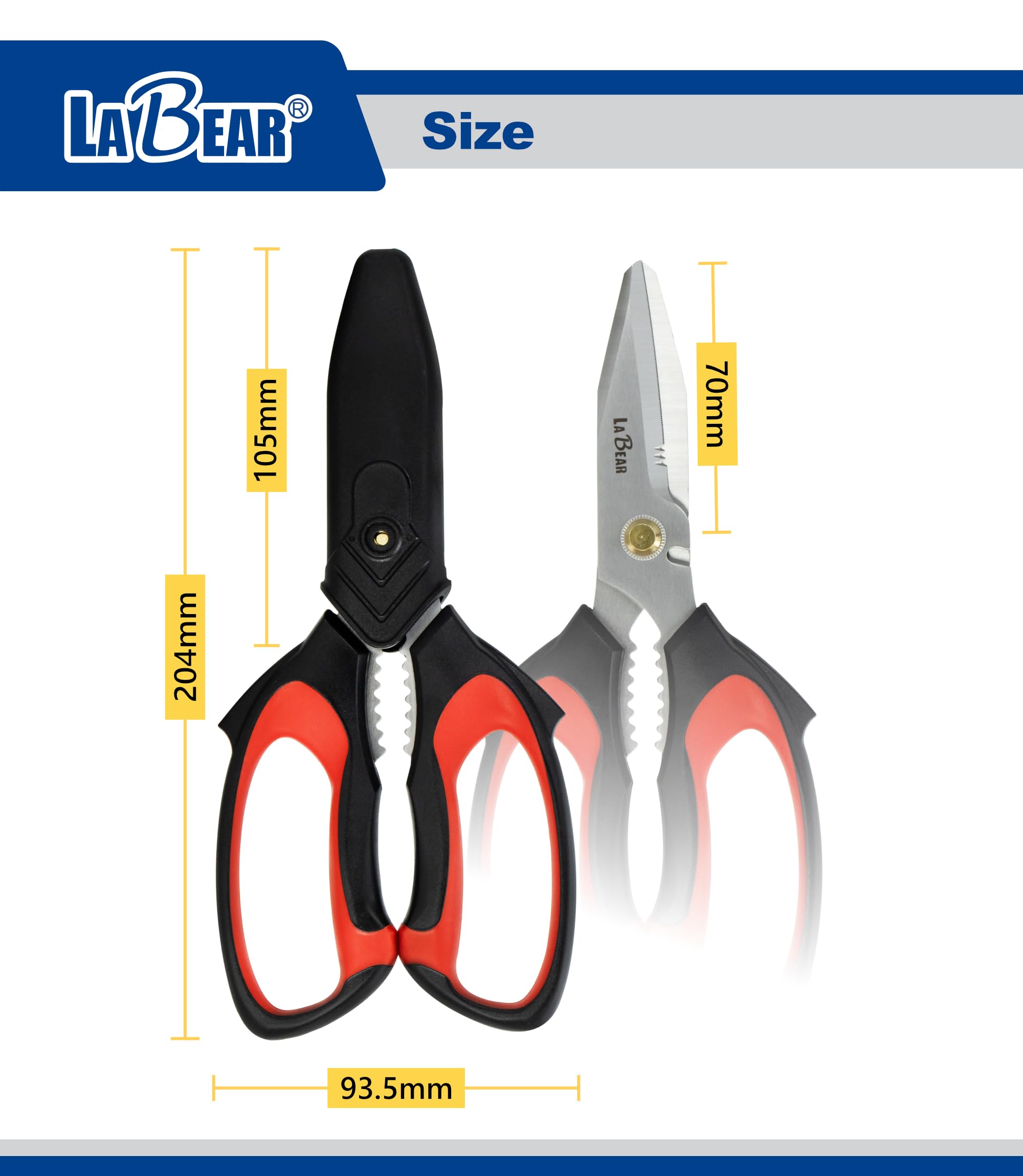 Snapklik.com : LABEAR-Red 8" Kitchen Scissors Food Meat Cooking ...
