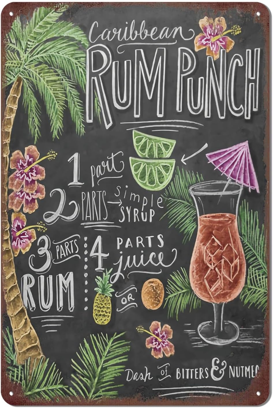 Amazon.com: BAYABU Metal Signs Rum Cocktail Recipe Vintage Tin Sign Bar ...