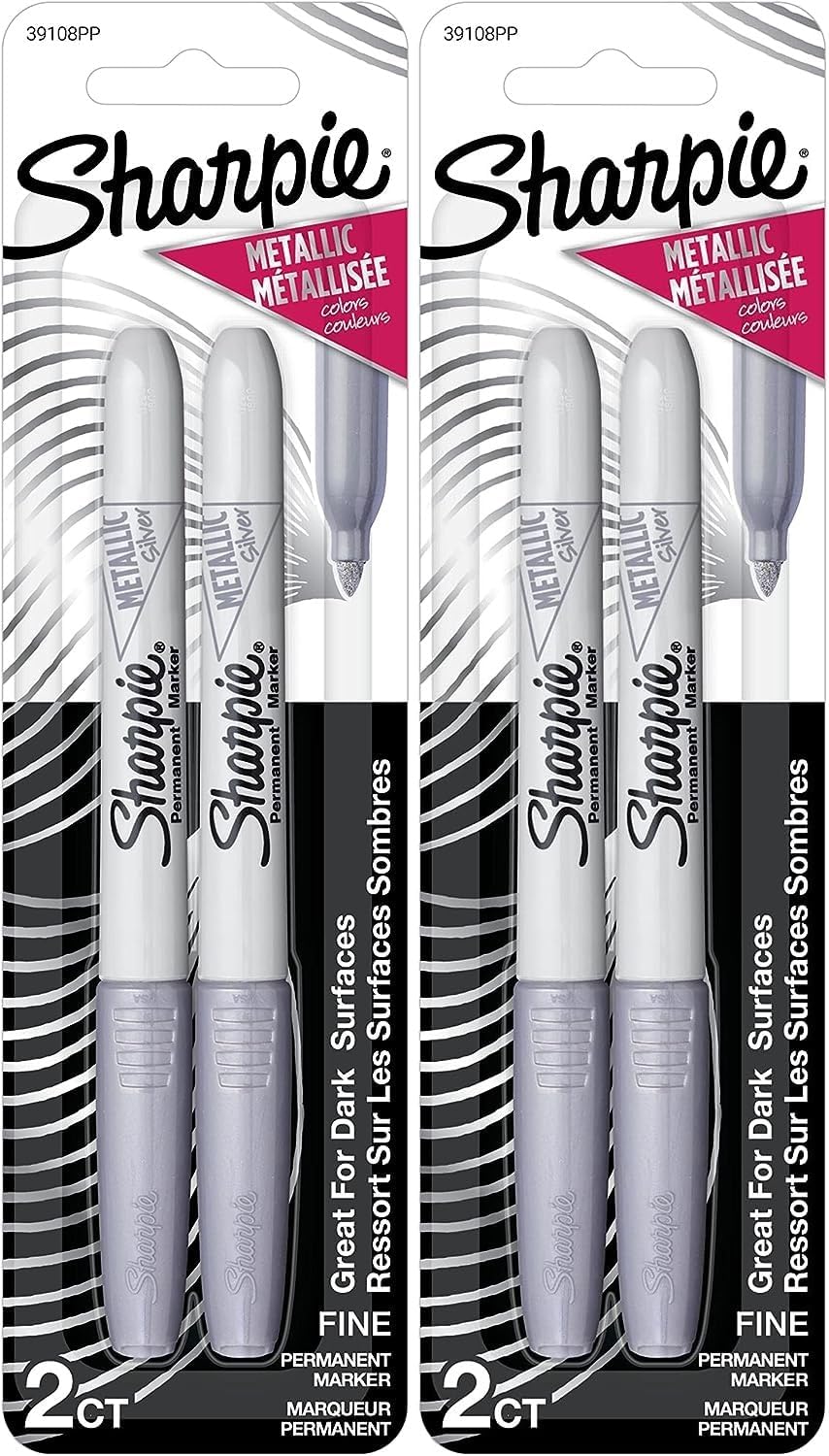 Amazon.com: SHARPIE Metallic Permanent Markers, Fine Point, Silver, 2 ...