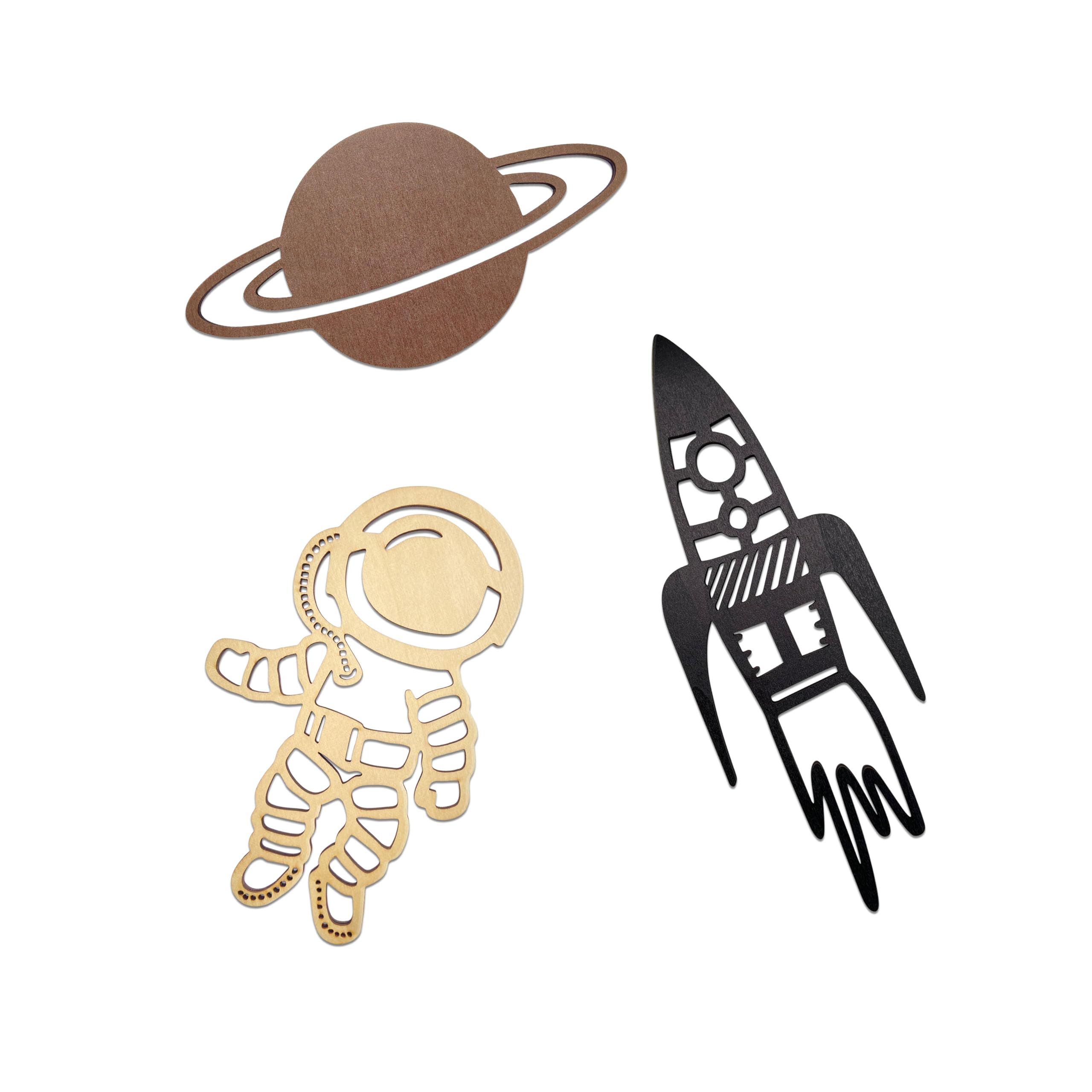 Amazon.com: Space Trio Nursery Wall Decor Wooden Astronaut Decor Kids ...