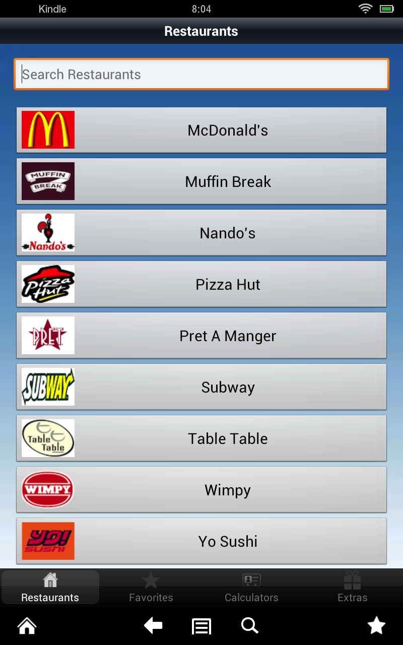 UK Fast Food Nutrition : Calories , Carbs Checker Plus BMI Calculator ...