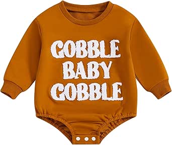 Amazon.com: Kuriozud Baby Girl Boy Thanksgiving Outfit,Turkey Onesie Long Sleeve Gobble Bubble ...