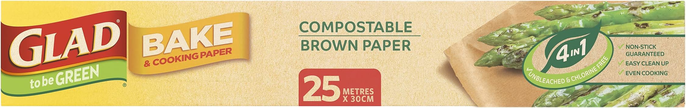 Glad To Be Green Compostable Bake and Cooking Paper, 25 Metre Non-Stick ...