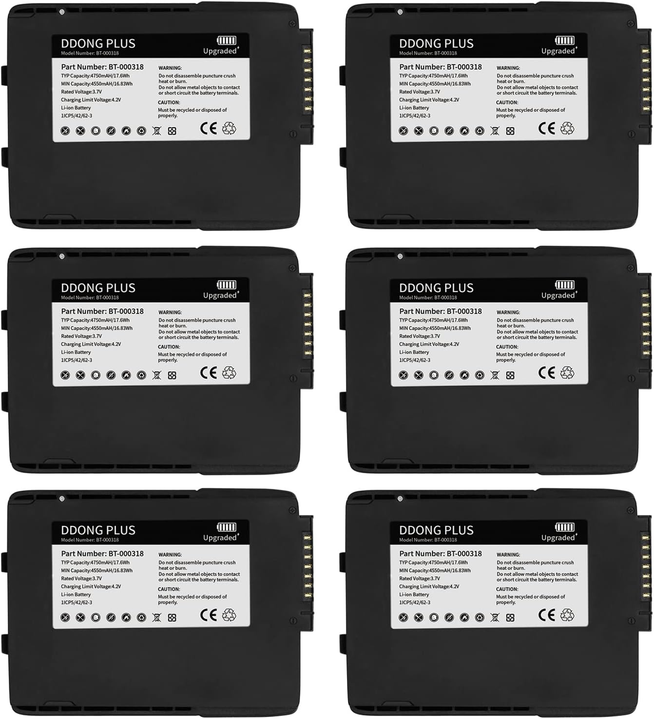 Amazon.com: (6PACK) BT-000318 Battery 4750mAh [Upgraded] for Motorola ...