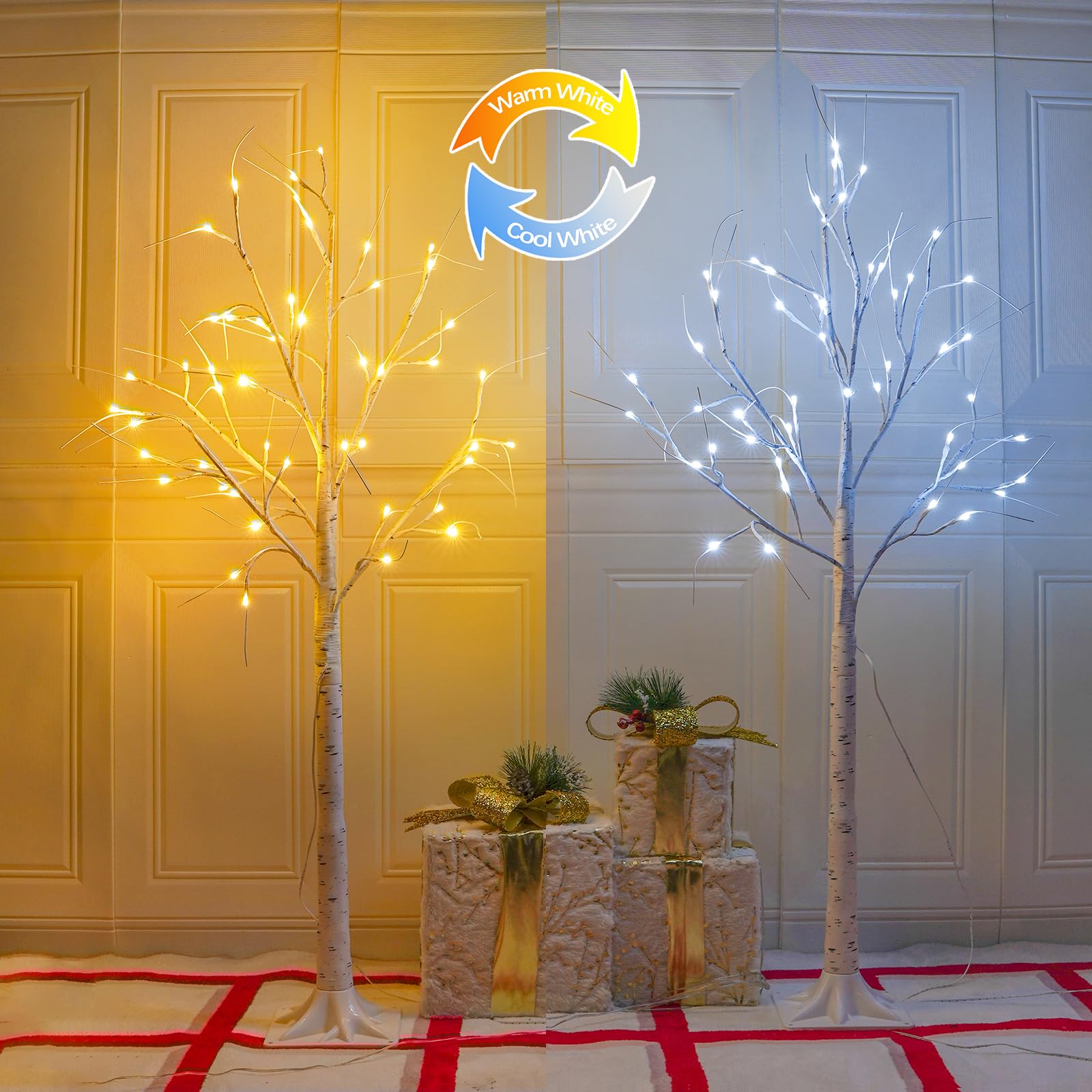 Snapklik.com : 2-Pack 4FT Lighted Birch Tree, Birch Christmas Tree For ...
