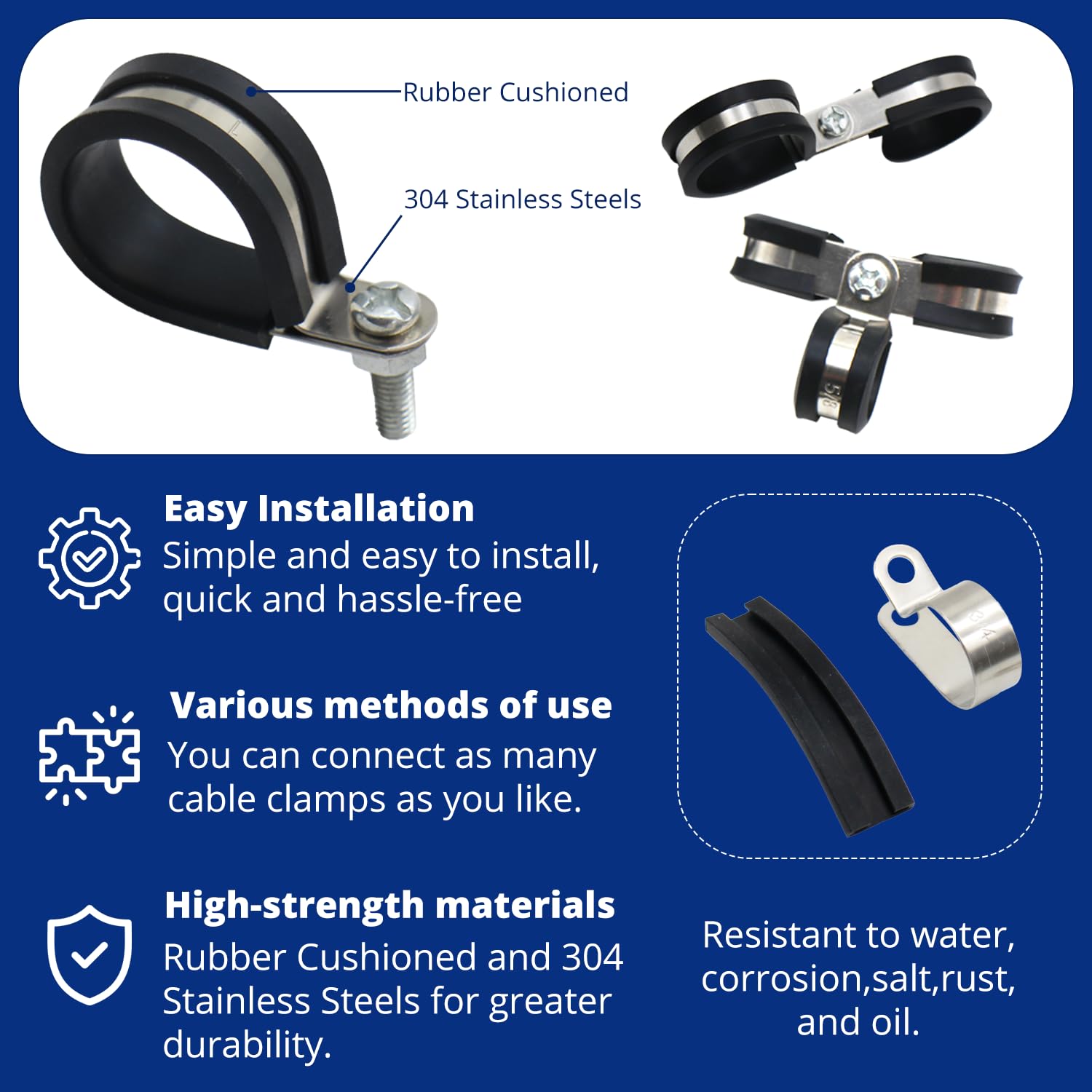 Snapklik.com : 25Pcs Premium Stainless Steel Cable Clamps - 1/4inch ...