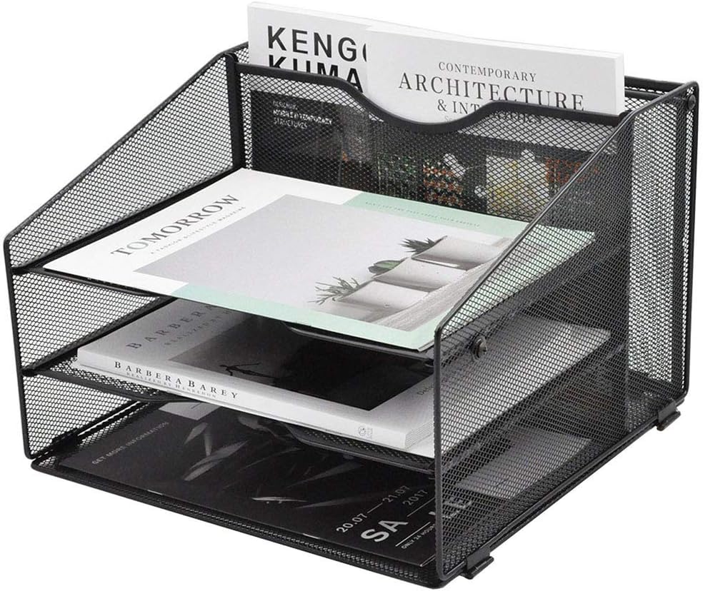 Amazon.com: CiWiVOKi Desk Organizer with 2 Vertical File Holder, 4 Tier ...